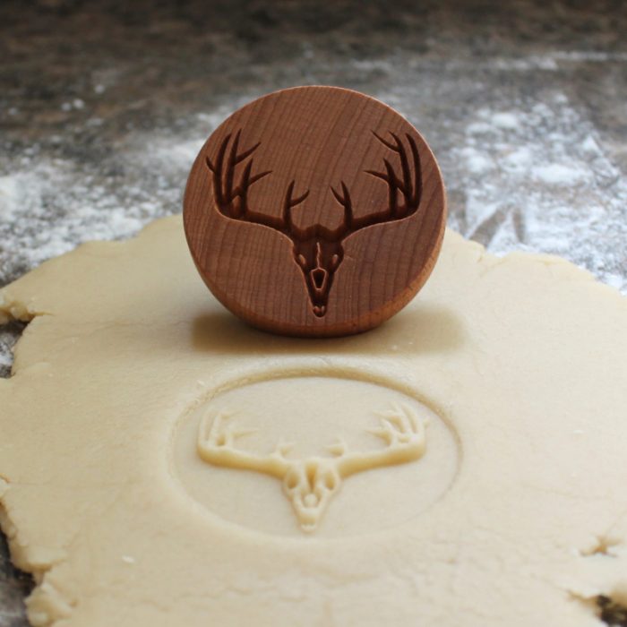 Buck Skull Cookie Stamp CS-090 | Fun Food Tools 2.5 inch Wood Cookie Mold