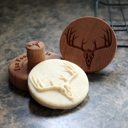 Buck Skull Cookie Stamp CS-090 | Fun Food Tools 2.5 inch Wood Cookie Mold